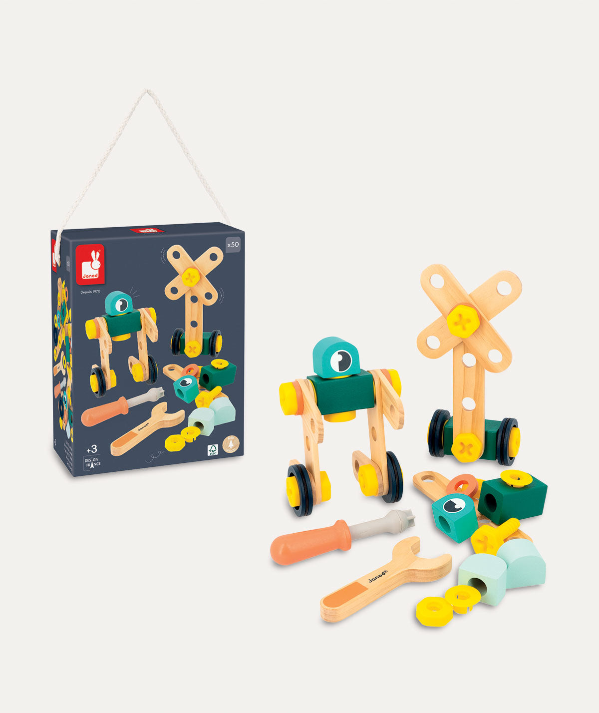 Buy the Janod Brico Kids Construction Barrel 50 pcs KIDLY